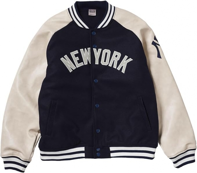 MLB STANDARD LOGO PU MELTON JACKET NEW YORK YANKEES